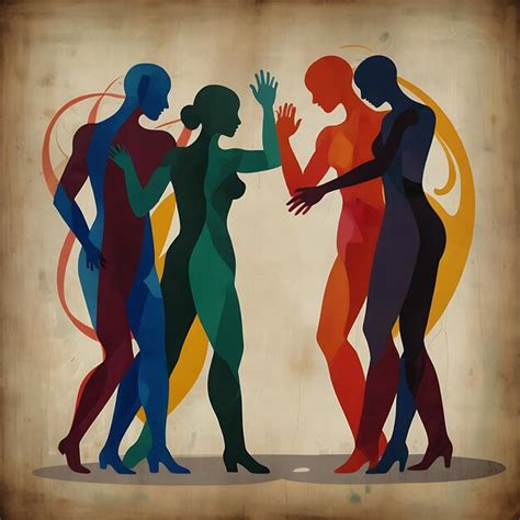 Abstract Dance Of Intertwined Human Shapes Creating A Fluid Dynamic Composition Of Human Form