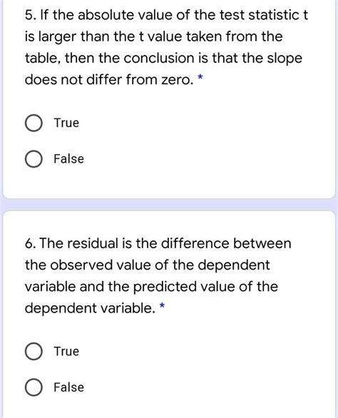 Solved 5 If The Absolute Value Of The Test Statistic T Is Larger Than