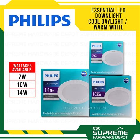 Philips Essential Led Downlight W W W W W Cool Daylight Cool White Warm White
