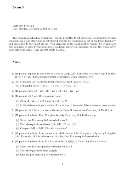 8 Questions For Exam 3 Introduction Formal Mathematics Math 108