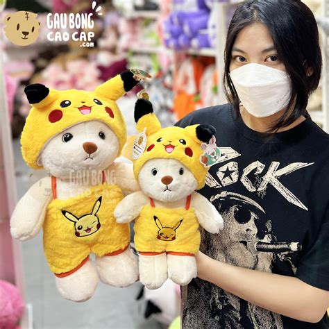 Gấu Bông Lena đứng Cosplay Pikachu Vàng Shop Gấu Bông Lena