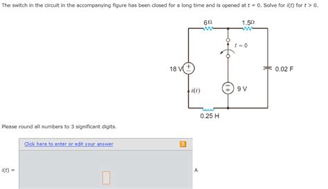 Solved The Switch In The Circuit In The Accompanying Figure Chegg Com