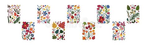 Floral And Flower Design Element In Rectangle Shape Vector Set Stock Vector Illustration Of