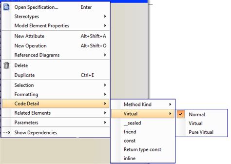 C11 How To Model Noexcept Override Final Or Any Further C Specifier In Visual Paradigm