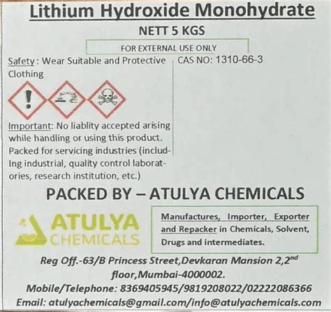 Lithium Hydroxide Monohydrate At ₹ 1000 Kg Speciality Chemicals In Mumbai Id 2851550265991