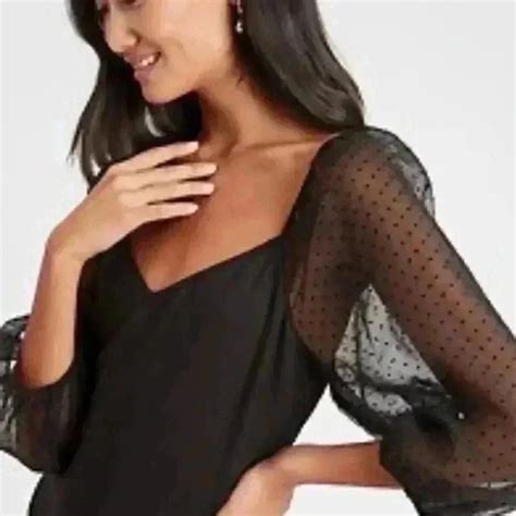 Banana Republic Dresses Elegant Black Sheer Sleeve Womens Dress