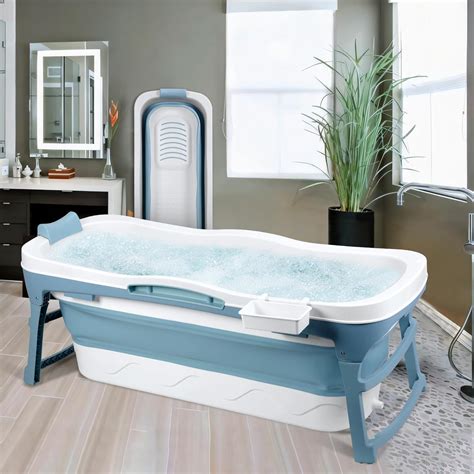 Duwiikab Portable Bathtub For Adult 56in Foldable Collapsible Tub Ergonomically Designed Pop