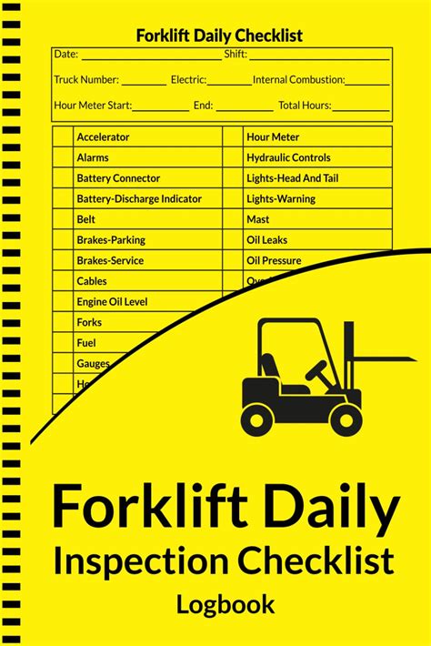 Buy Forklift Daily Inspection Checklist Log Book Equipment Safety Inspection Report Forklift