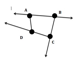 Draw Four Noncollinear Points A B C And D The Sketch Line AB Ray BC Ray CD And Segment DA