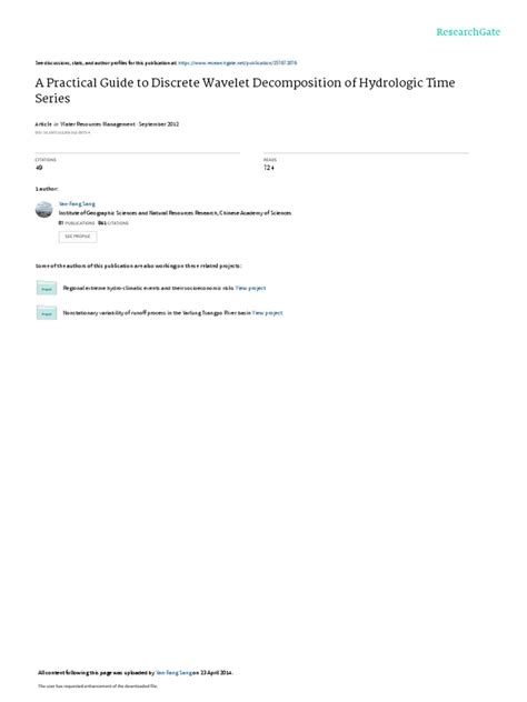Dwt A Practical Guide To Dwt Decomposition Of Hydrologic Time Series