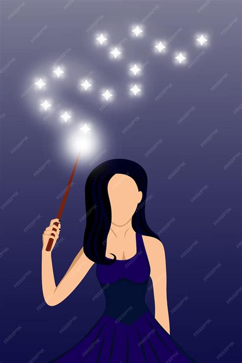 Premium Vector Cute Girl With A Magic Wand