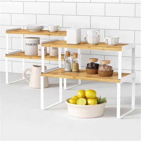 Goozii Kitchen Cabinet Organizer Shelf Set Of 4 Large Stackable Pantry Cupboard