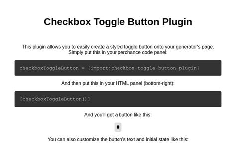 Checkbox Toggle Button Plugin