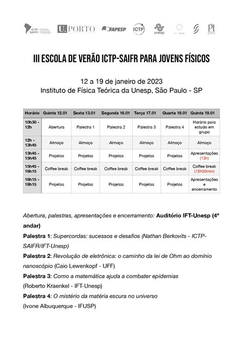 Escola De Verão Ictp Saifr Para Jovens Físicos Outreach At Ictp Saifr