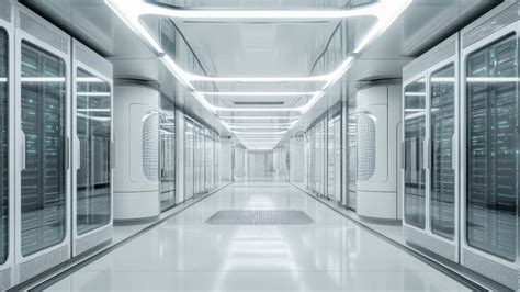 White Server Room In Modern Data Center Cloud Computing Data Storage