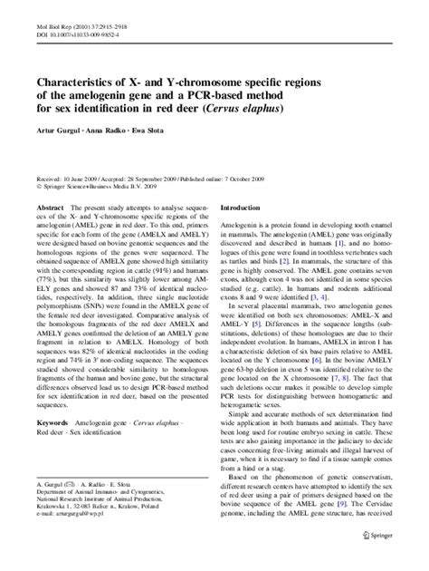 Pdf Characteristics Of X And Y Chromosome Specific Regions Of The