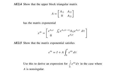 Solved AE2.4 Show that the upper block triangular matrix A1 | Chegg.com