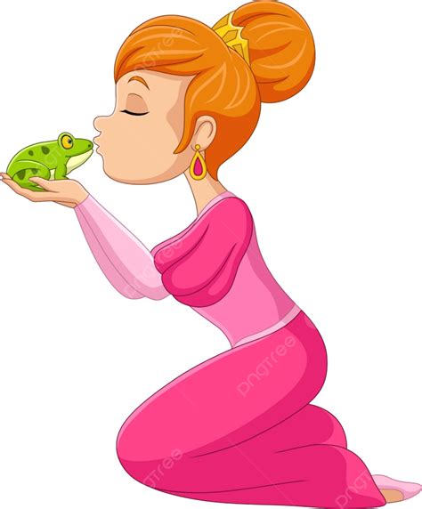 Cartoon Princess Kissing A Green Frog Frog Clipart Cartoon Clipart Princess Clipart Png And