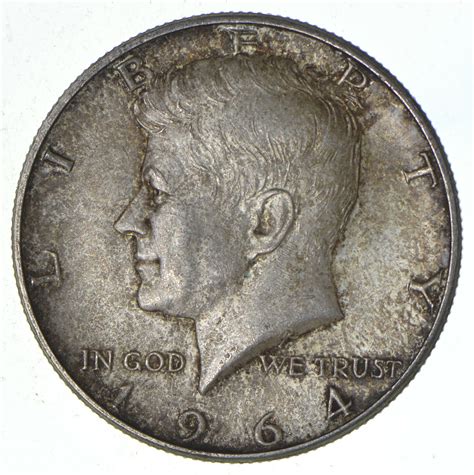 Beautiful Toned 1964 Kennedy Silver Half Dollar 90 Us Coin