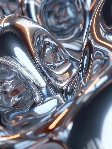 Shiny Chrome Texture With Abstract Fluid Metal Design | Premium AI-generated image