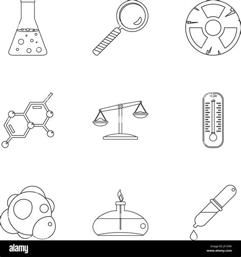Chemistry Icon Set Outline Style Stock Vector Image Art Alamy