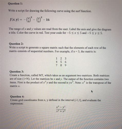 Solved Question Write A Script For Drawing The Following Chegg