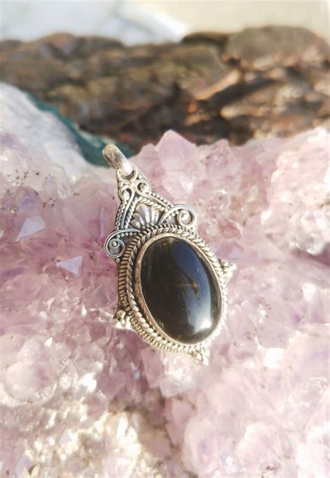 Black Onyx Sterling Silver Pendant Etsy