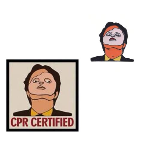 Iconic Dwight Schrute Cpr Certified Mask Waterproof Stickers And Pins The Office Collection Etsy