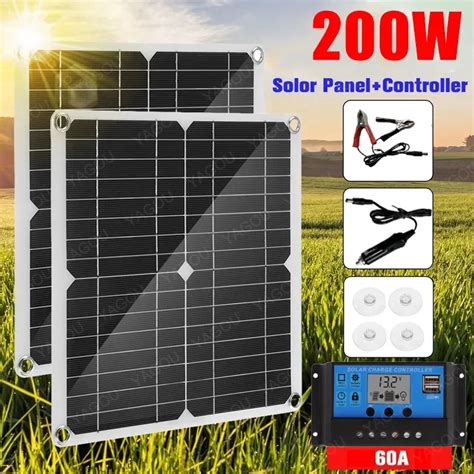 태양 전지 패널 키트 60a 컨트롤러 Usb 12v 휴대용 태양광 충전기 은행 배터리 캠핑 자동차 보트 Rv 태양광 플레이트 200w Aliexpress