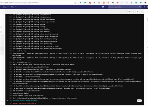 Reactjs Gitlab Ci Pipeline Job Gives Error Javascript Heap Out Of Memory Stack Overflow