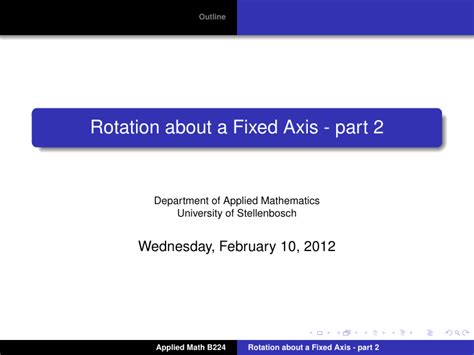 Rotation About A Fixed Axis