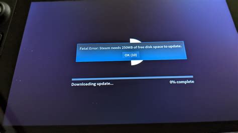 Steamdeck Keeps Running Into Fatal Error Because I Don T Have Enough Space To Update It Does
