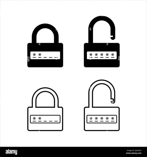 Password Icon Lock Unlock Password Icon Vector Art Illustration Stock
