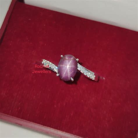 Genuine Star Ruby Ring Engagement Ring 925 Sterling Silver Etsy