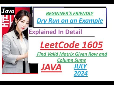 Find Valid Matrix Given Row and Column Sums | Leetcode 1605 | Java Code ...