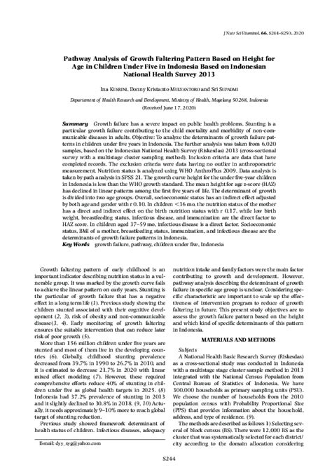 Pdf Pathway Analysis Of Growth Faltering Pattern Based On Height For
