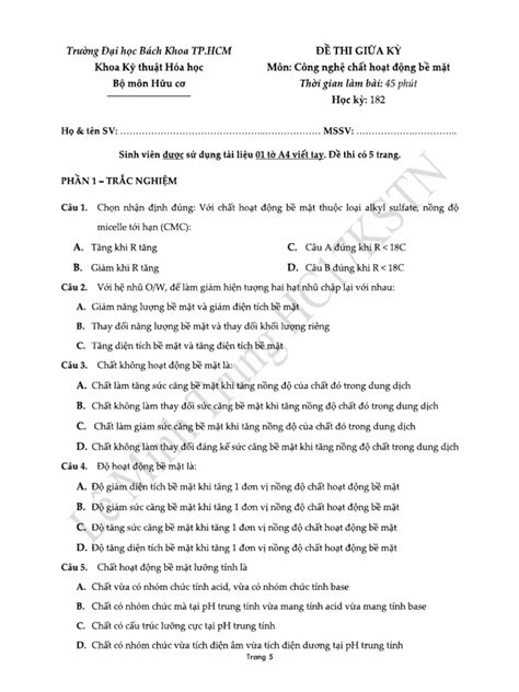 Test Surfactant Technology Update 192 No Answer Key Pdf