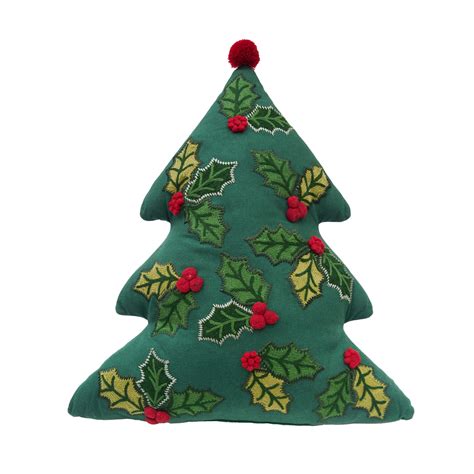 Candf Home Holly Christmas Tree Shaped Pillow Wayfair