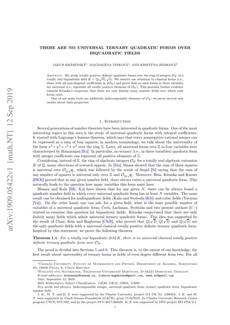 Pdf There Are No Universal Ternary Quadratic Forms Over Biquadratic