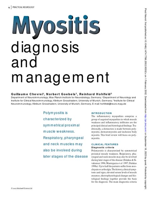 Myositis Diagnosis And Management Pdf Inflammation Medical Specialties