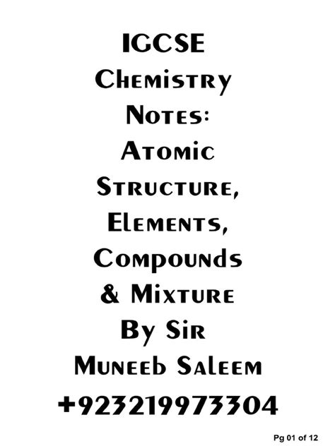 Atomic Structure Elements Compounds And Mixtures Pdf