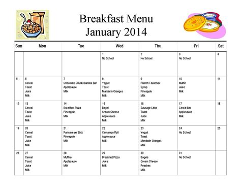Breakfast And Lunch Menu Template