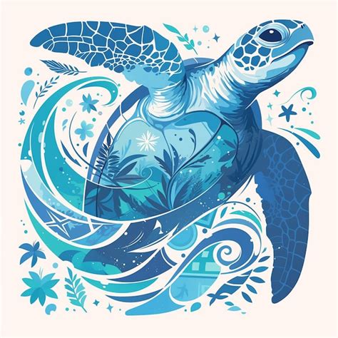 Premium Vector Malaysian Sea Turtle Patterns With Natural Elements