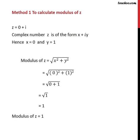 Example Find modulus and argument of 𝑖 𝑖 Teachoo