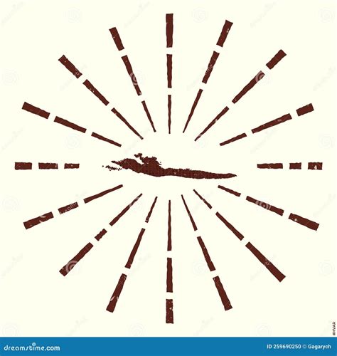 Hvar Logo Grunge Sunburst Poster With Map Of The Stock Vector