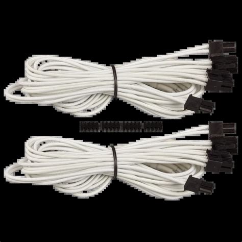 Premium Individually Sleeved PCIe Cables With Dual Connectors Type Generation White