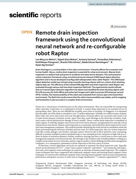 Pdf Remote Drain Inspection Framework Using The Convolutional Neural Network And Re