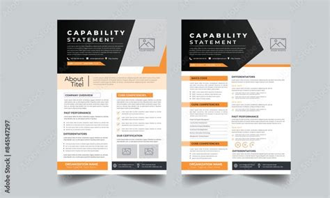 Capability Statement Design Template Layout With 2 Concept Stock Vector