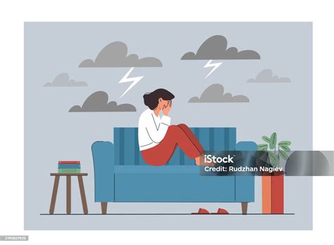 우울증에 빠진 소녀 비를 맞으며 소파에 앉아있는 슬픈 아이 정신적 심리적 문제 정서적 소진과 좌절감 어린 시절의 심리적 트라우마