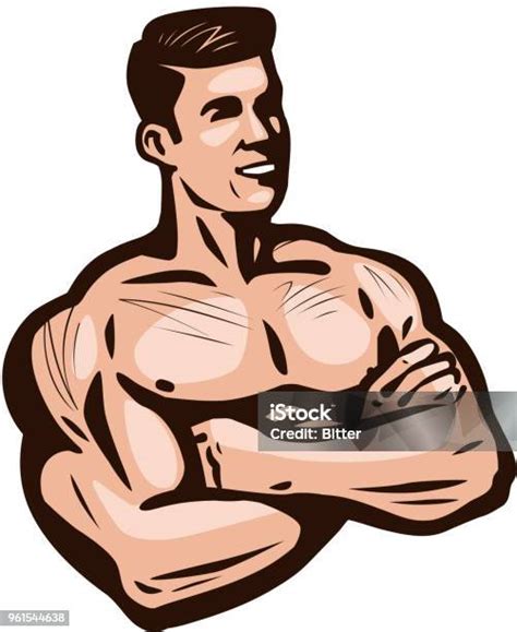 보디 남자 벡터 일러스트 레이 션입니다 체육관 스포츠 클럽 로고 근육질 체격에 대한 스톡 벡터 아트 및 기타 이미지 근육질
